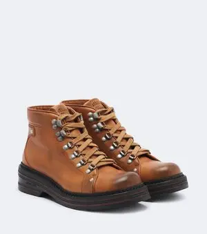 Miu Miu Leather Lace-up Boots - Brown