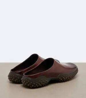 Miu Miu Leather Mules - Brown