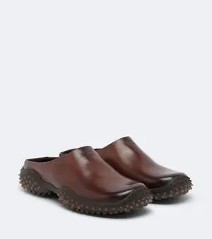 Miu Miu Leather Mules - Brown