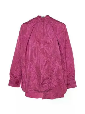 Dior Crinkled Texture Band Collar Blouse - Pink
