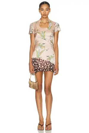 Staud Rae Silk Dress - Tapestry Rose