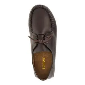 Loewe Rambla Leather Boat Shoes - Brown