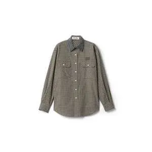 Miu Miu Checked Flannel Shirt With Logo Patch