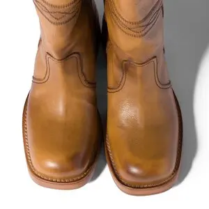 Miu Miu Embroidered Leather Knee-high Boots - Light Tan