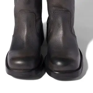 Miu Miu Embroidered Leather Boots - Anthracite Gray