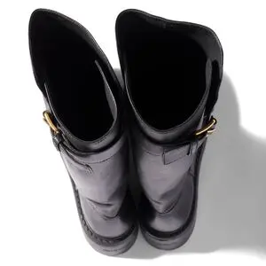 Miu Miu Knee High Leather Boots With Buckle Detail