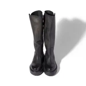 Miu Miu Knee High Leather Boots With Buckle Detail