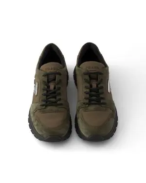 Prada Suede And Re-nylon Lace-up Sneakers
