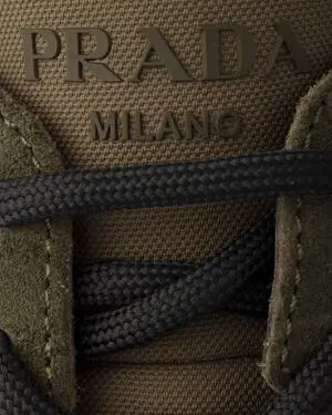 Prada Suede And Re-nylon Lace-up Sneakers