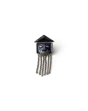 Prada Metal And Enamel Chain Drop Earring - Black