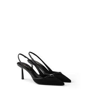 Prada Fabric Slingback Pumps With Leather Inserts