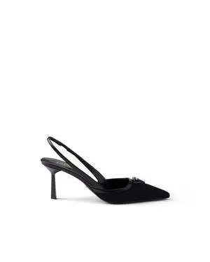 Prada Fabric Slingback Pumps With Leather Inserts