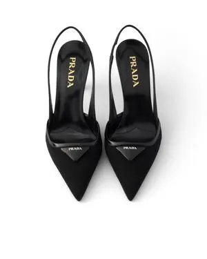 Prada Fabric Slingback Pumps With Leather Inserts