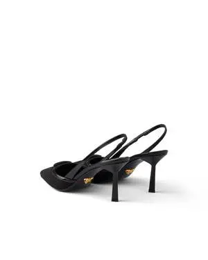 Prada Fabric Slingback Pumps With Leather Inserts