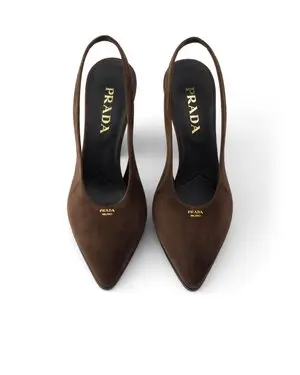 Prada Suede Leather Slingback Pumps - Brown