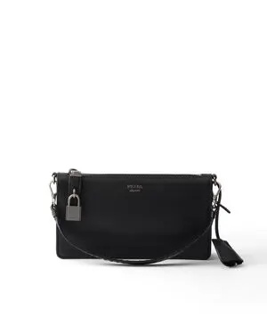 Prada Antiqued Leather Pouch - Black