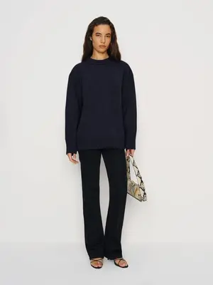 REFORMATION Jo Regenerative Wool Oversized Crew Sweater Blue