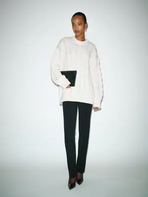 REFORMATION Jo Regenerative Wool Oversized Crew Sweater Ivory