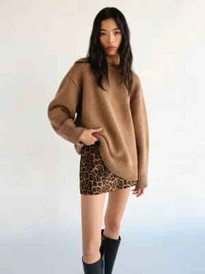REFORMATION Jo Regenerative Wool Oversized Crew Sweater - Natural