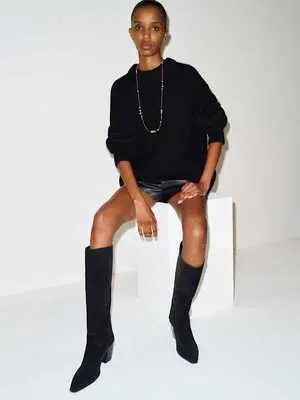 REFORMATION Dominique Suede Knee-high Boots - Black