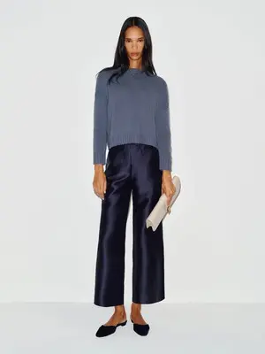 REFORMATION Cleo Cashmere Cropped Crew Sweater - Grey