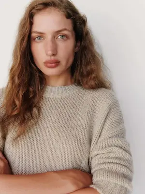 REFORMATION Reformation Cleo Cashmere Cropped Crew Sweater Multi