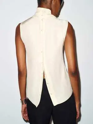 REFORMATION Bobbi Silk Top - Ivory