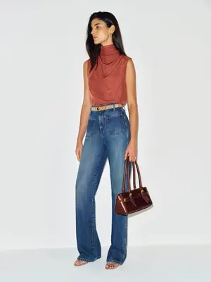 REFORMATION Bobbi Silk Top - Pink