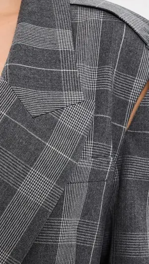 Tibi Papery Wool Easy Plaid Blazer