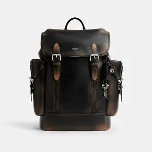 COACH Hitch Leather Backpack - Black/light Tan
