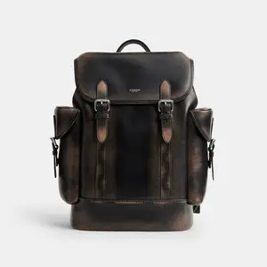 COACH Hitch Leather Backpack - Black/light Tan