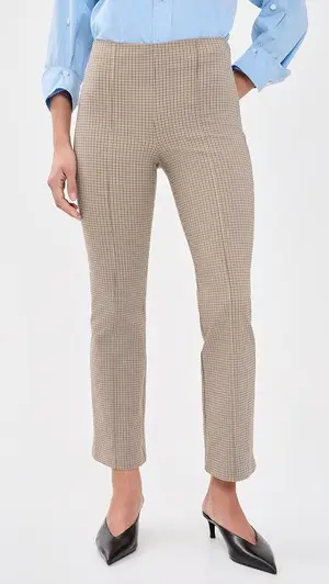 Vince Niki Mid Rise Plaid Crop Flare Trousers