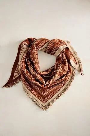 TERRAIN Cozy Paisley Triangle Scarf - Cinnamon