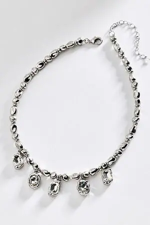 Anthropologie Organic Crystal Drop Necklace - Silver