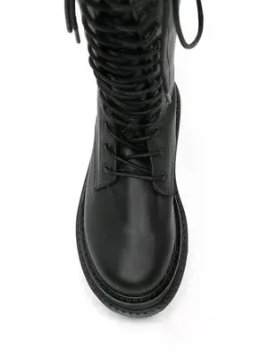 Yohji Yamamoto Oil-leather Buckled Platform Boots
