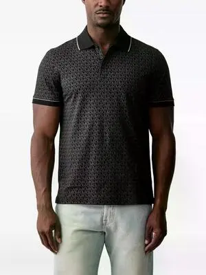Michael Kors Signature Logo Cotton Jersey Polo Shirt - Black