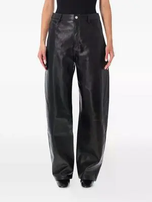 ARMA Leather Barrel Trousers - Black