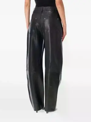 ARMA Leather Barrel Trousers - Black