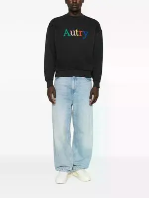 AUTRY Logo Embroidered Crewneck Sweatshirt - Black