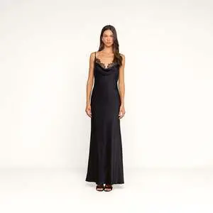 L'Agence Selene Silk Gown - Black
