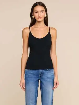 L'Agence Lunara Ribbed Camisole - Black