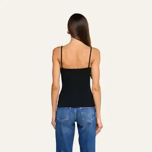 L'Agence Lunara Ribbed Camisole - Black
