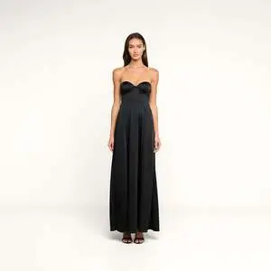 L'Agence Sutton Maxi Dress With Pearl Straps - Black/pearl