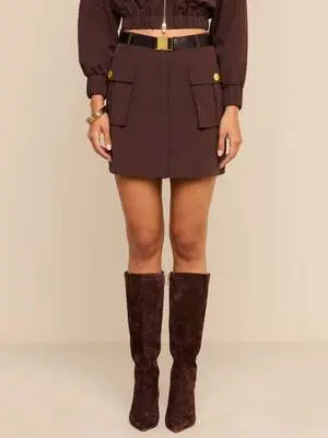 L'Agence Norene Nylon Mini Skirt - Dark Java