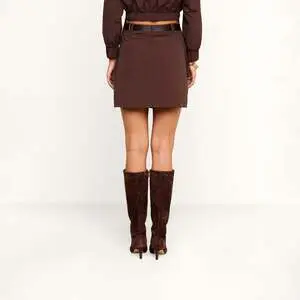 L'AGENCE Norene Nylon Mini Skirt - Dark Java