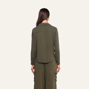 L'Agence Isla Featherweight Twill Shirt - Kalamata