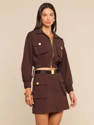 L'Agence Kade Cropped Windbreaker With Gold Button Details