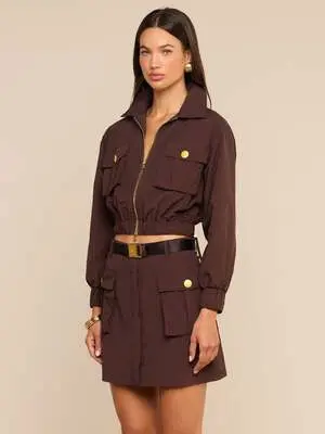 L'Agence Kade Cropped Windbreaker With Gold Button Details