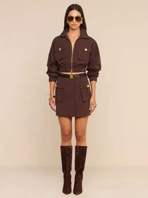 L'Agence Kade Cropped Windbreaker With Gold Button Details
