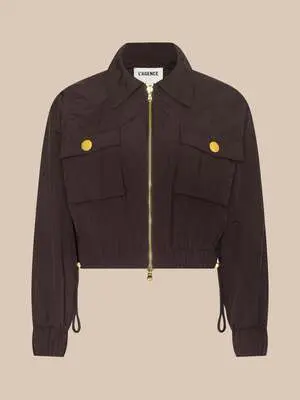 L'Agence Kade Cropped Windbreaker With Gold Button Details